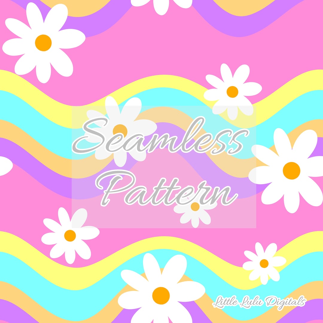 Groovy Daisy Waves Seamless Pattern - Summer Fabric Print - Seamless ...