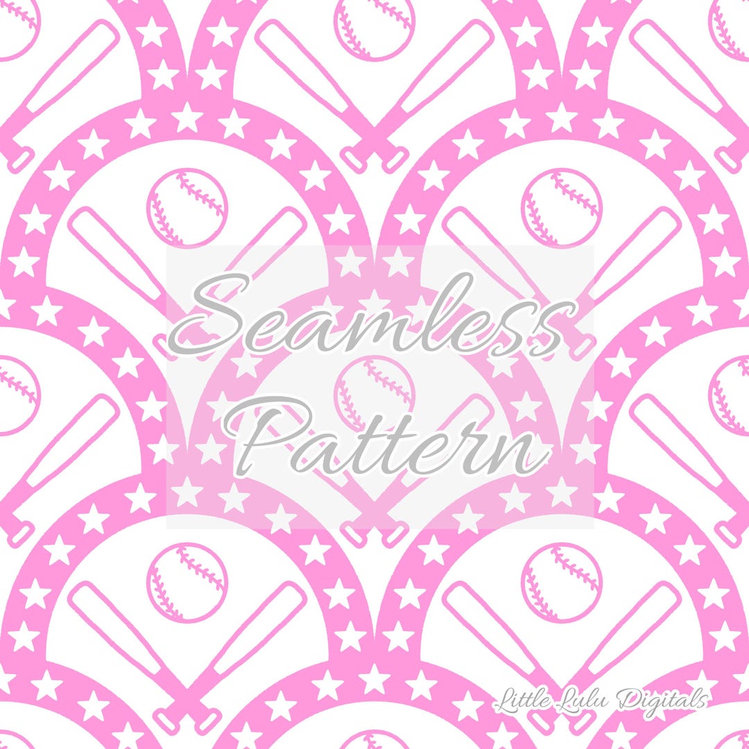 Baseball Seamless Pattern - Girly Pink Baseball Seamless File ...