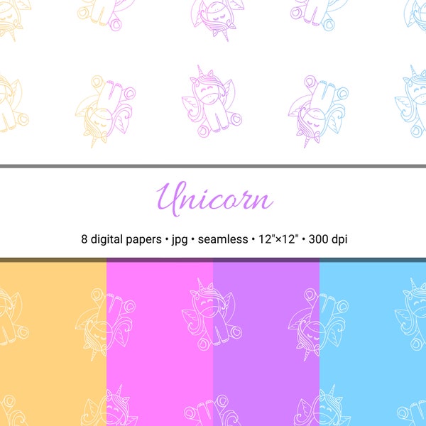 Unicorn Digital Paper - Etsy