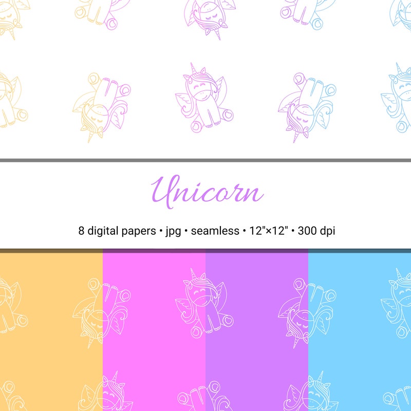 Unicorn Digital Paper - Etsy