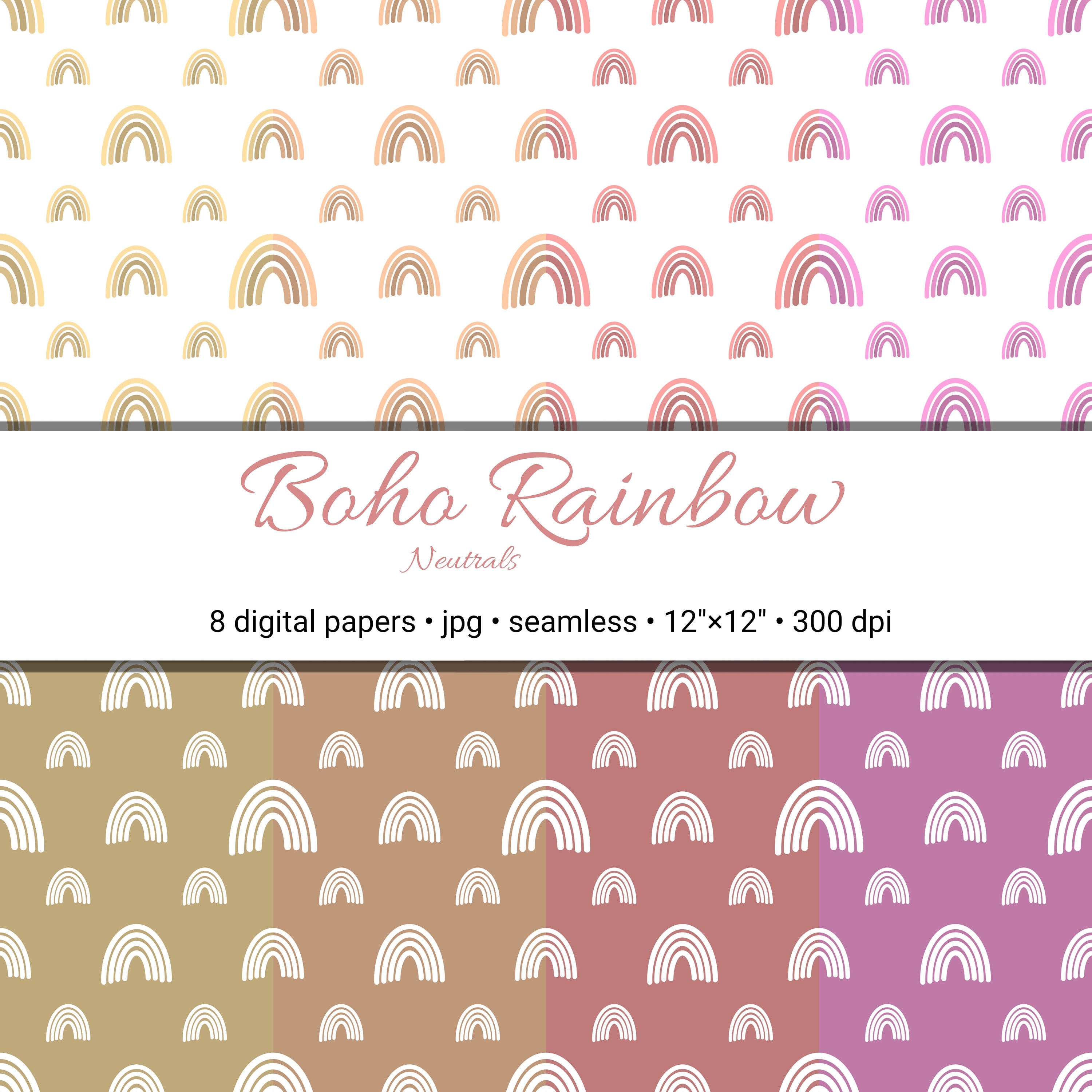 Boho Rainbow Digital Paper - Seamless Pattern - Etsy