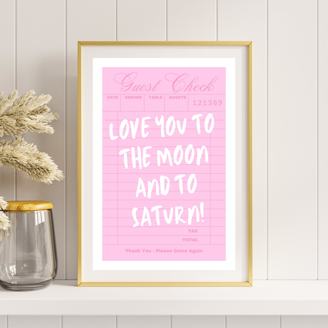 Taylor Swift Folklore Pink Guest Check Lyric Wall Art, Swiftie Print ...