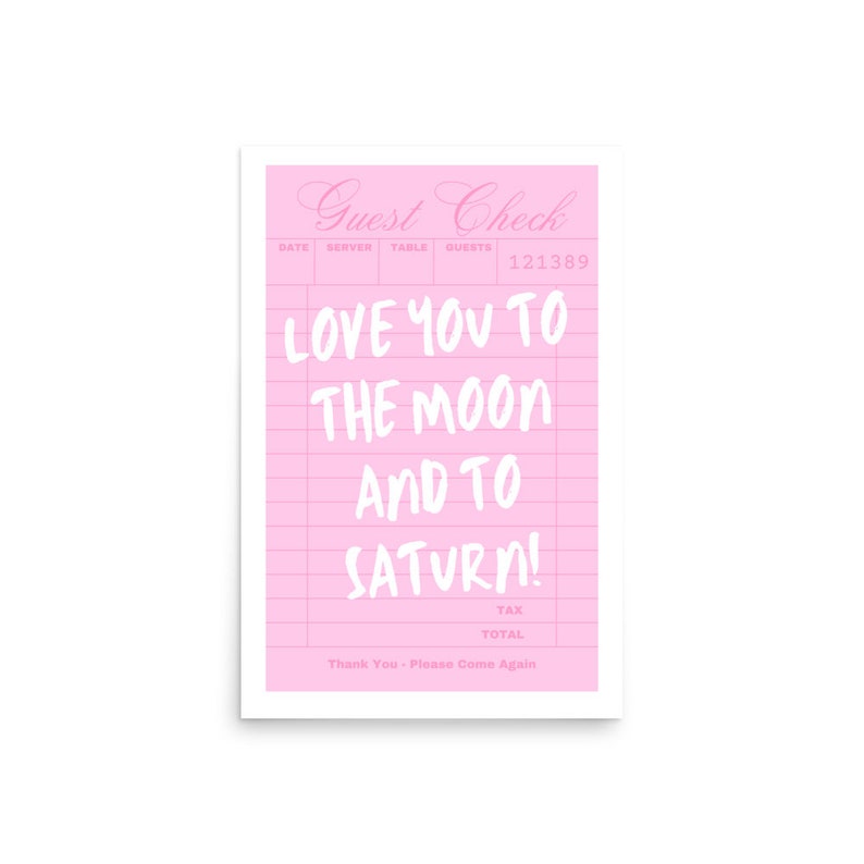 Taylor Swift Folklore Pink Guest Check Lyric Wall Art, Swiftie Print ...