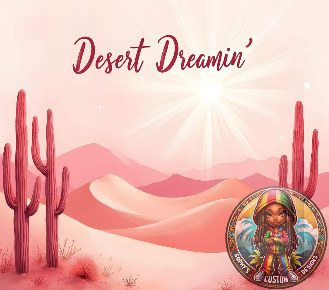 Desert Dreamin’ 20oz Tumbler Wrap PNG, Western Cactus Sunset, Boho ...