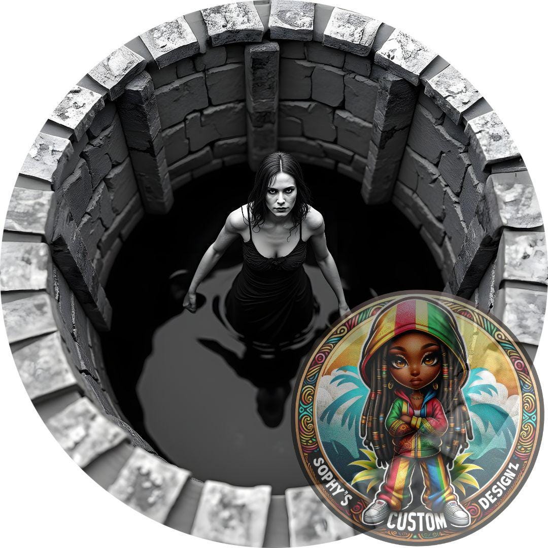 Creepy Gothic Woman in Stone Well Engraving | Haunting Horror Art, Dark ...