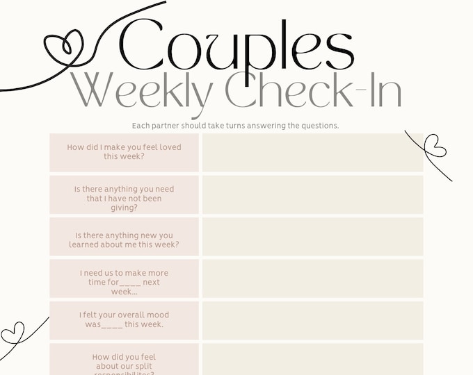 Couples Weekly Check-in Digital PDF - Etsy