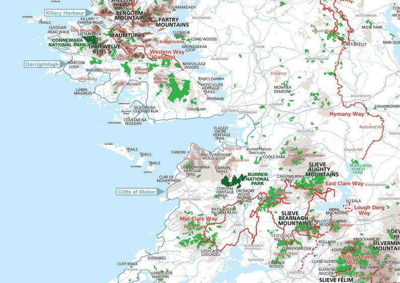 The Hiking Map of Ireland - Etsy