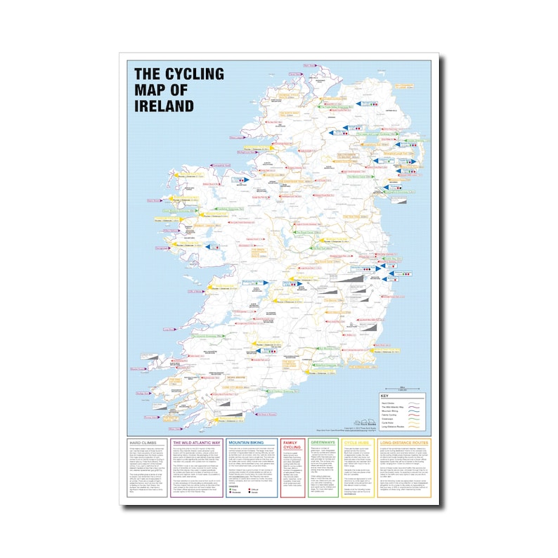 The Cycling Map of Ireland - Etsy