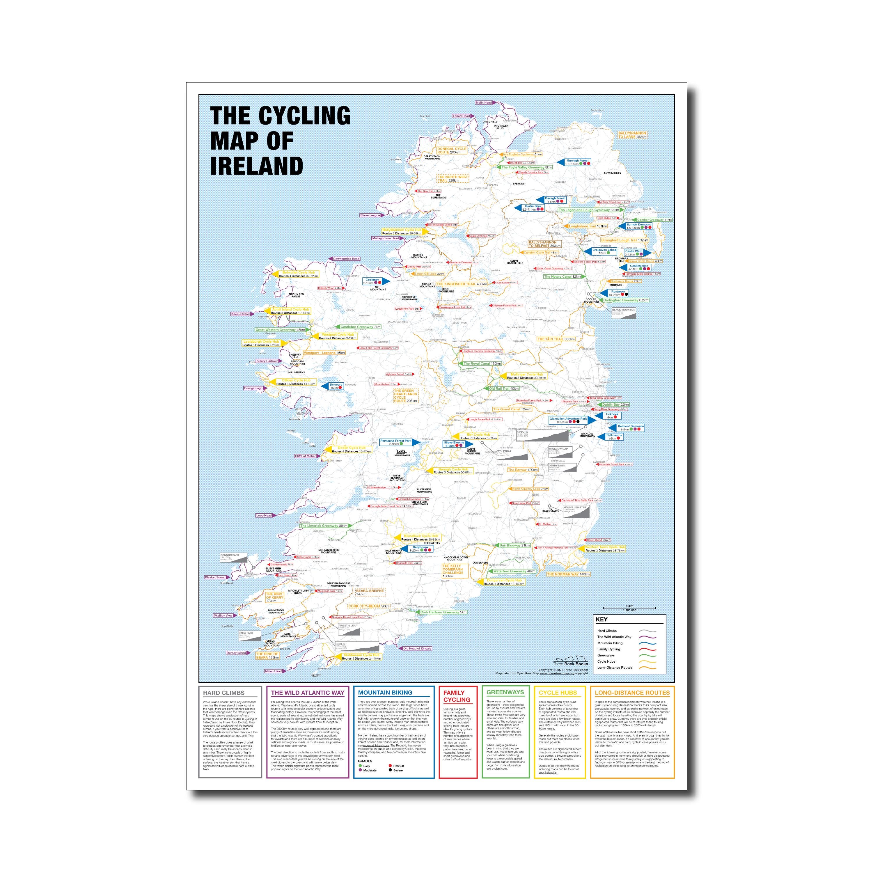 The Cycling Map of Ireland - Etsy