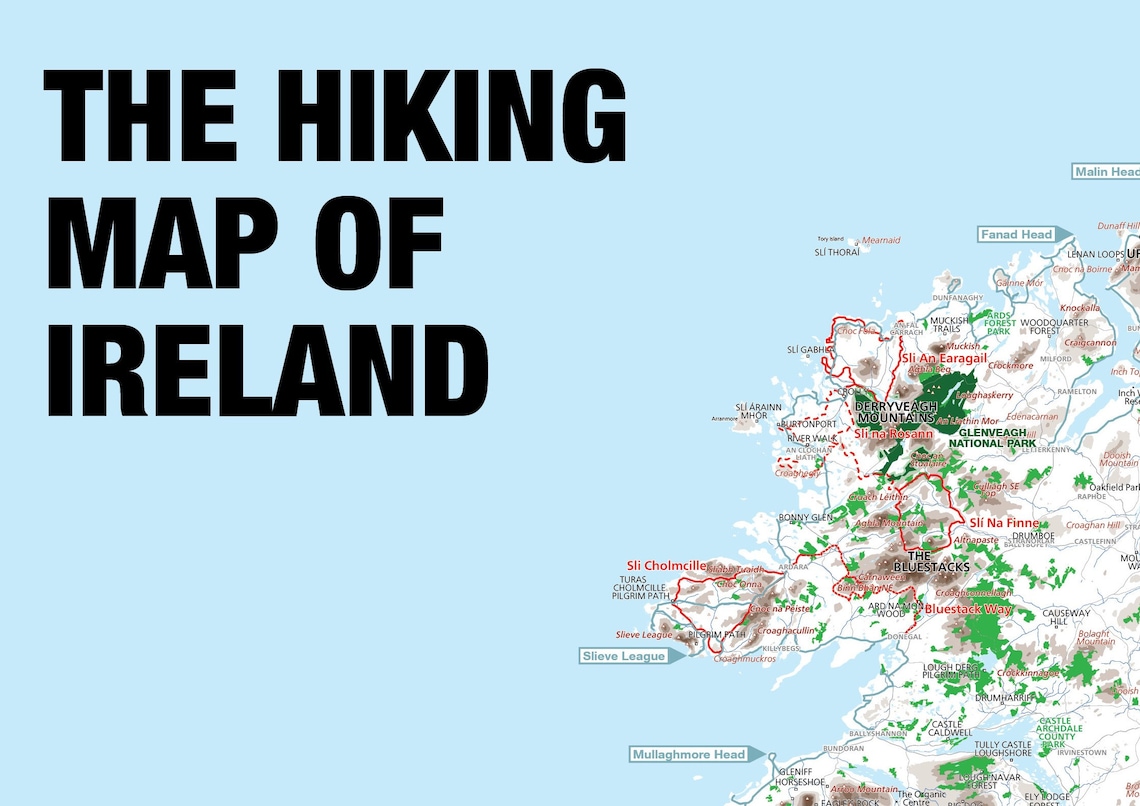 The Hiking Map of Ireland - Etsy