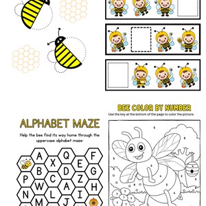 Fun Bee Preschool Workbook, Instant Download, Educational Coloring ...