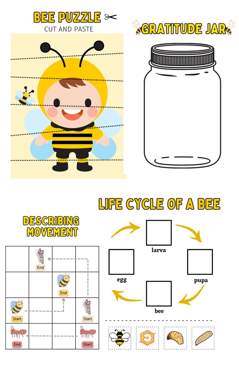 Fun Bee Preschool Workbook, Instant Download, Educational Coloring ...