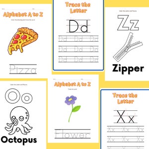 Printable Alphabet Workbook Tracing Color Words, Preschool Kindergarten ...