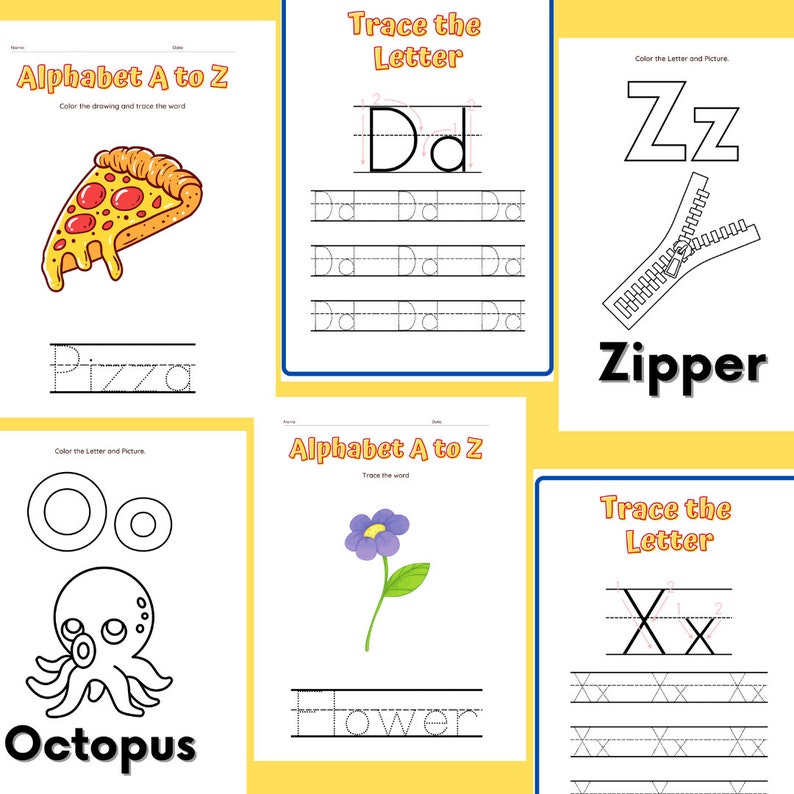 Printable Alphabet Workbook Tracing Color Words, Preschool Kindergarten ...