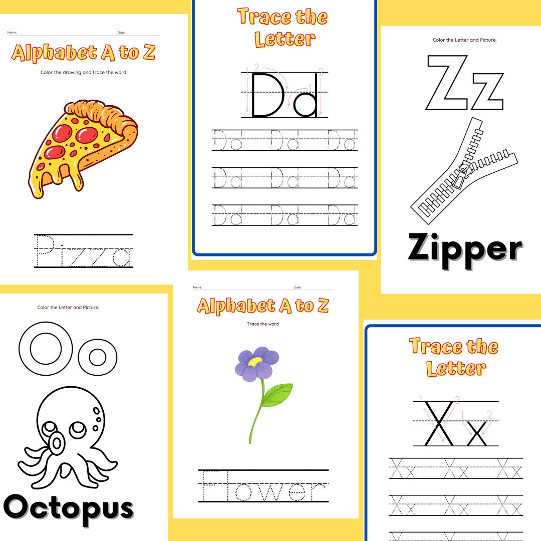 Printable Alphabet Workbook Tracing Color Words, Preschool Kindergarten ...