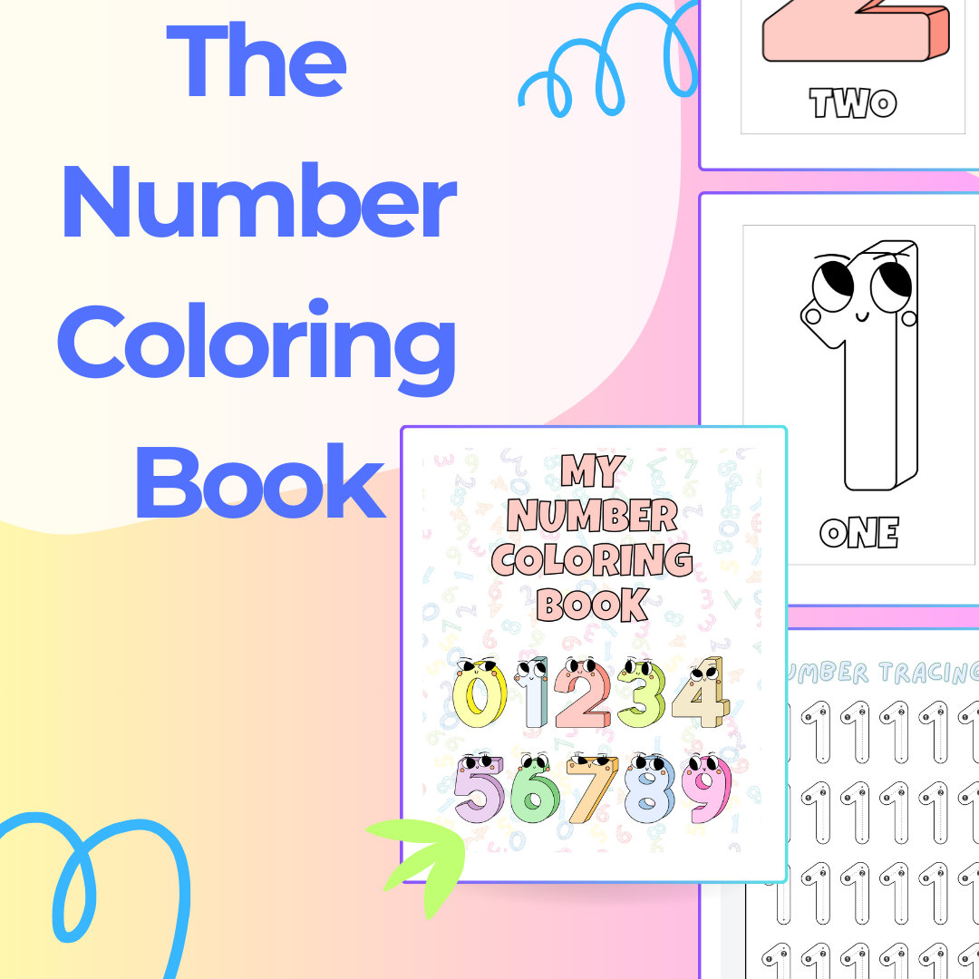 Number Coloring Book: Preschool Learning, Cut & Trace (digital Download ...
