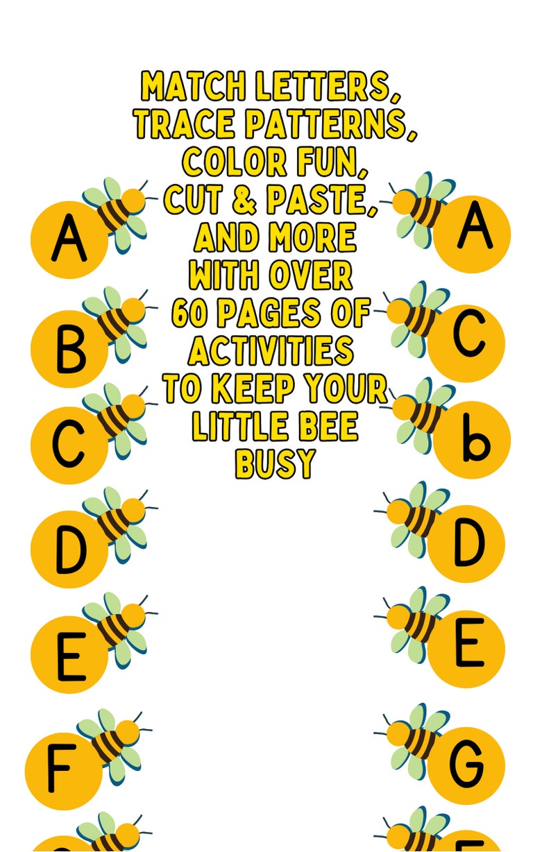 Fun Bee Preschool Workbook, Instant Download, Educational Coloring ...