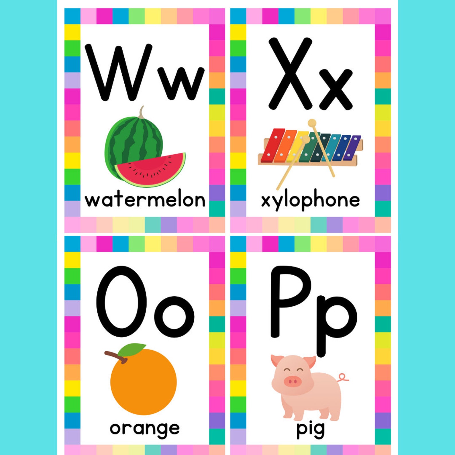 Preschool Learning Flashcards: Alphabet, Colors, Shapes (instant Download) - Etsy