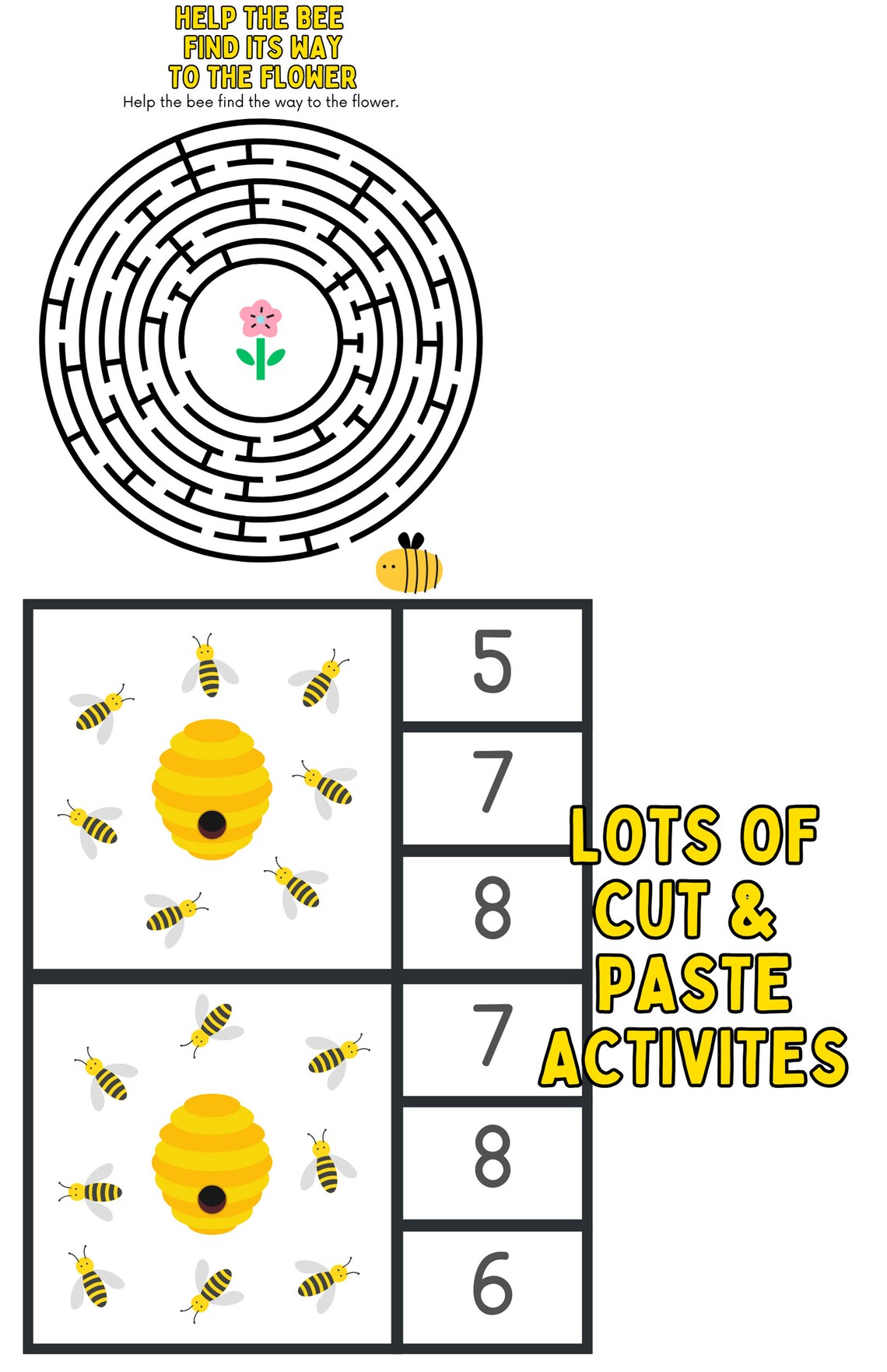 Fun Bee Preschool Workbook, Instant Download, Educational Coloring ...