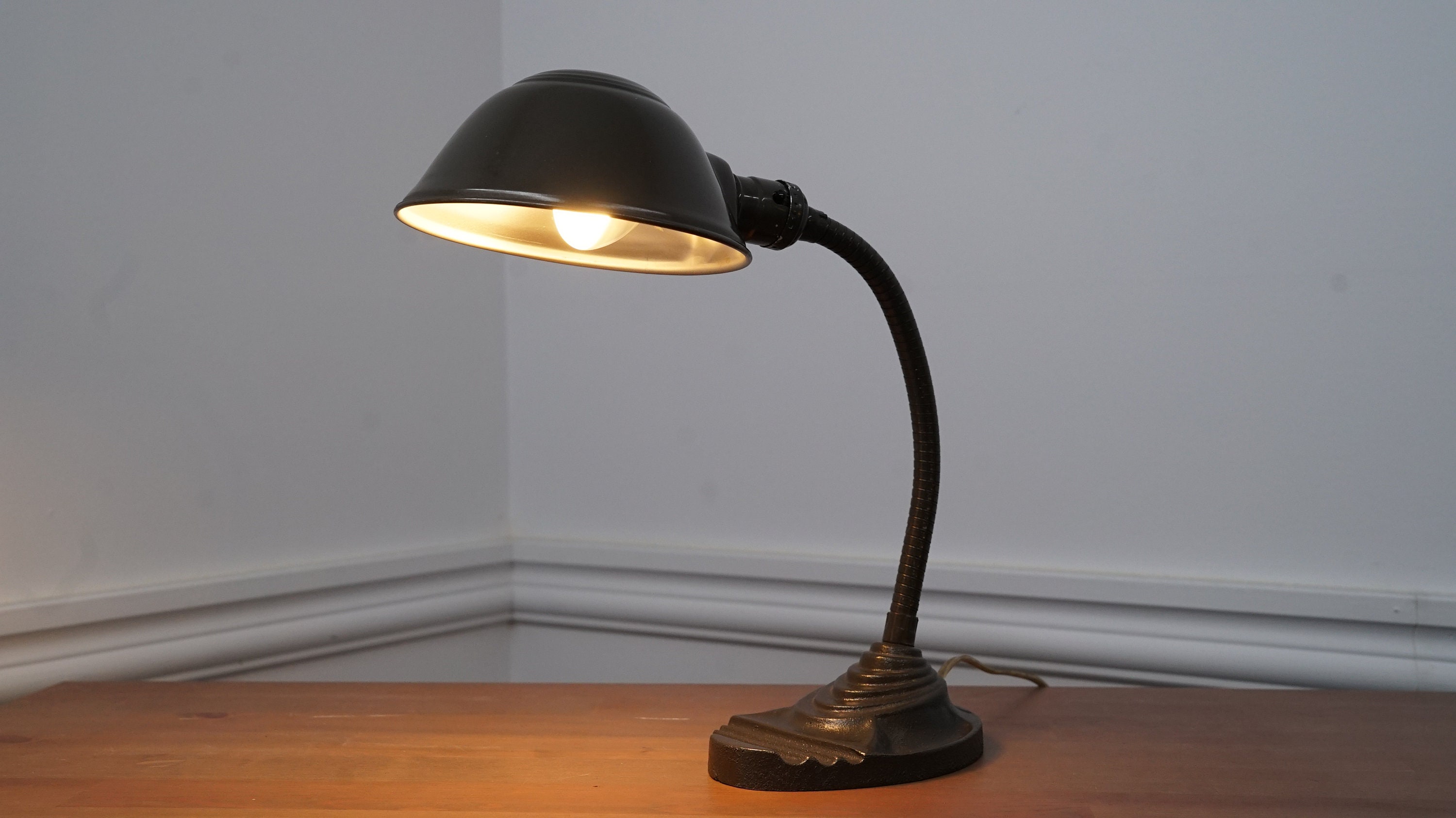 Antique Industrial Art Deco Gooseneck Desk Lamp eagle 1930s - Etsy
