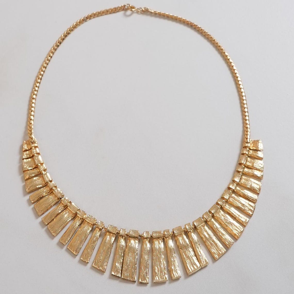 VTG Cleopatra Egypt Revival Fringed Collar Necklace With Ginkgo Leaves ...