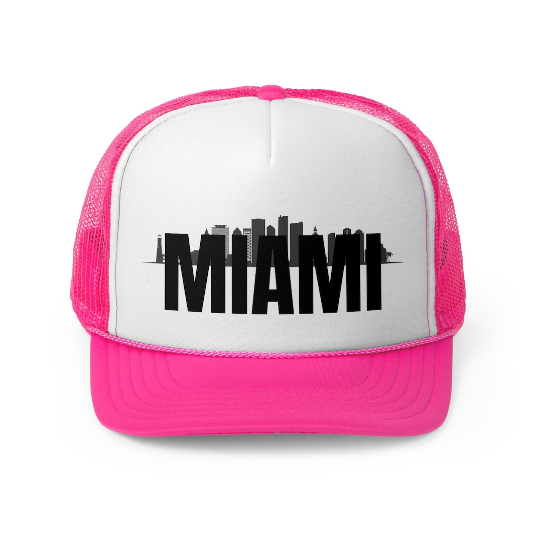 Miami Trucker Hat, Retro Miami Skyline Cap, Florida Gift for Him, Mesh ...