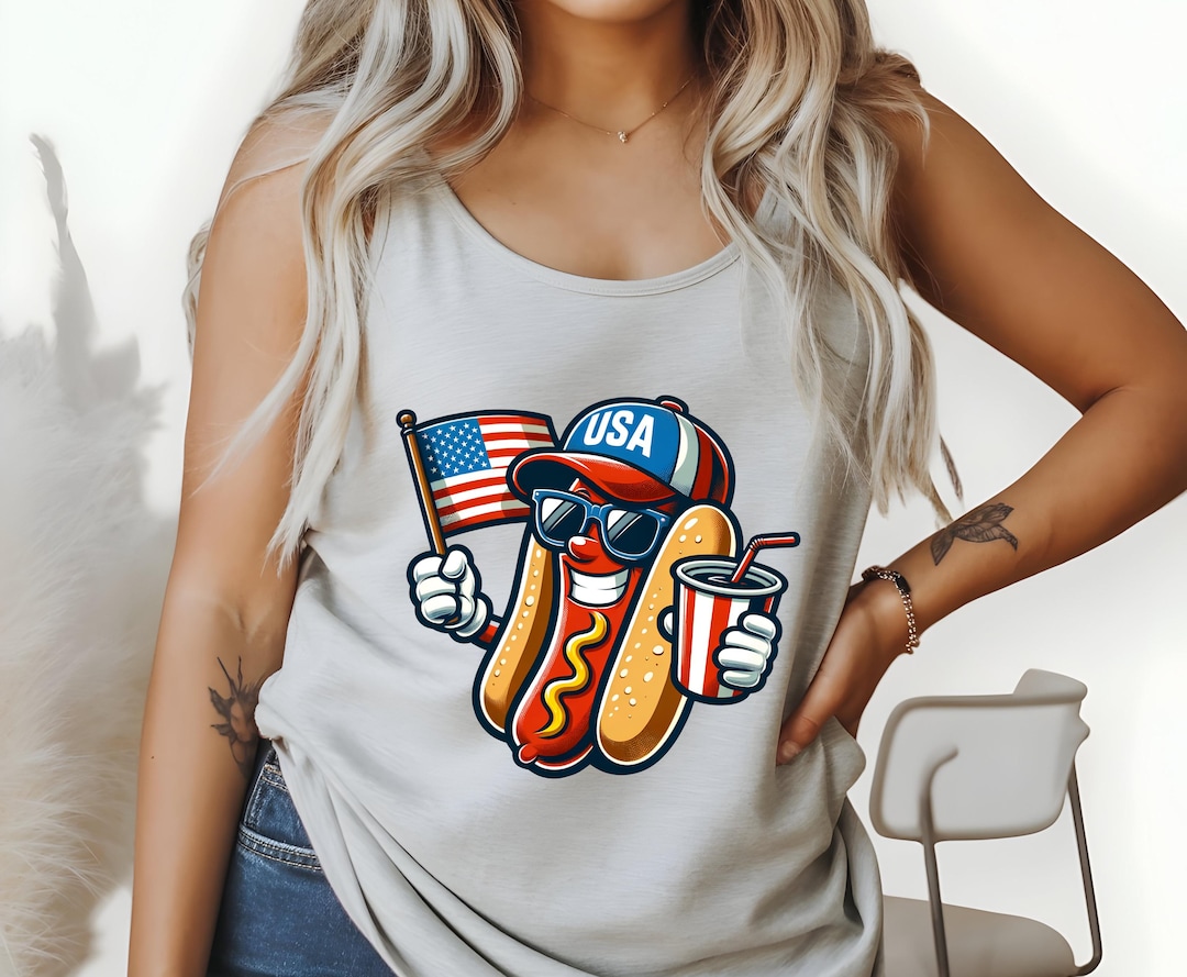Hot Dog Tank Top, 4th of July Hot Dog Tank Top, Hot Dog Tshirt, BBQ ...