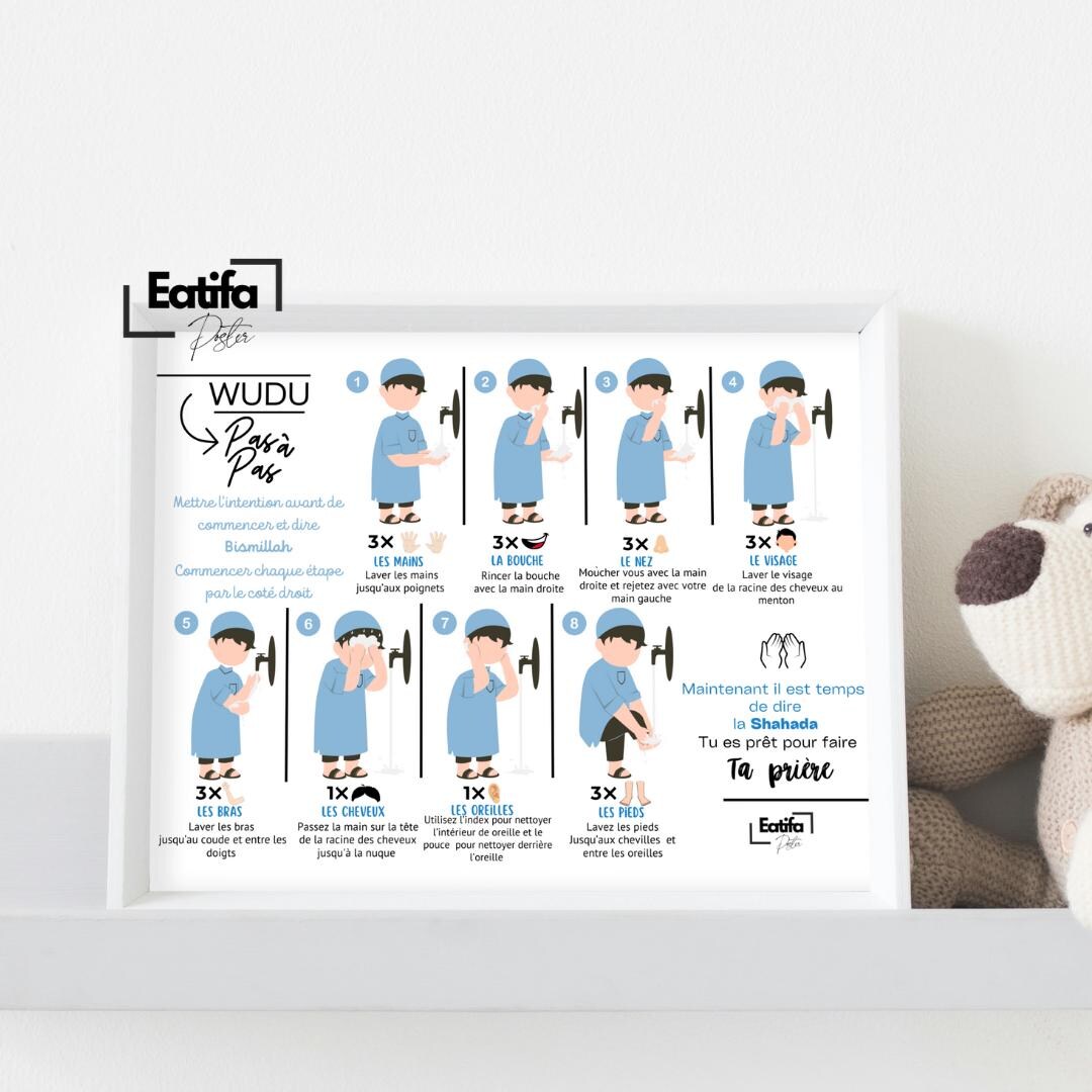 Islamic Educational Poster to Learn Ablution Step by Step Guide for ...