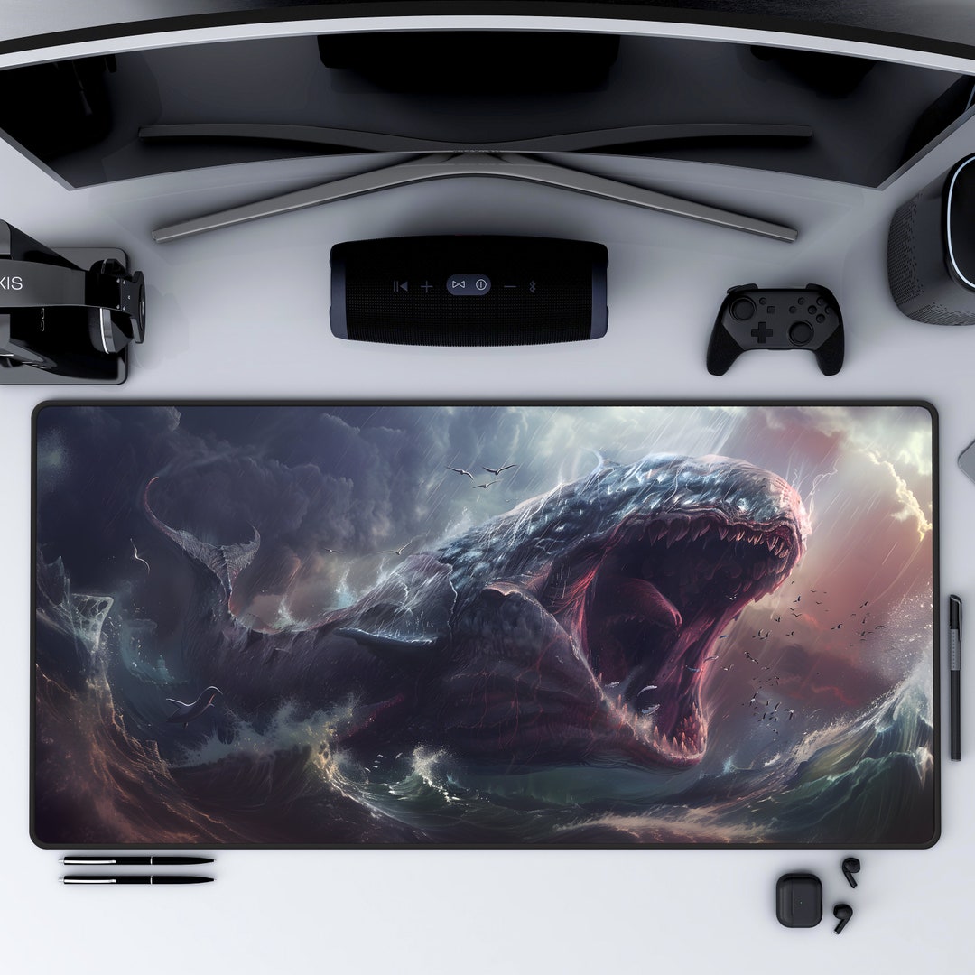 Sea Monster Desk Mat, Mythical Creature Mousepad, Gaming Mouse Pad XL ...