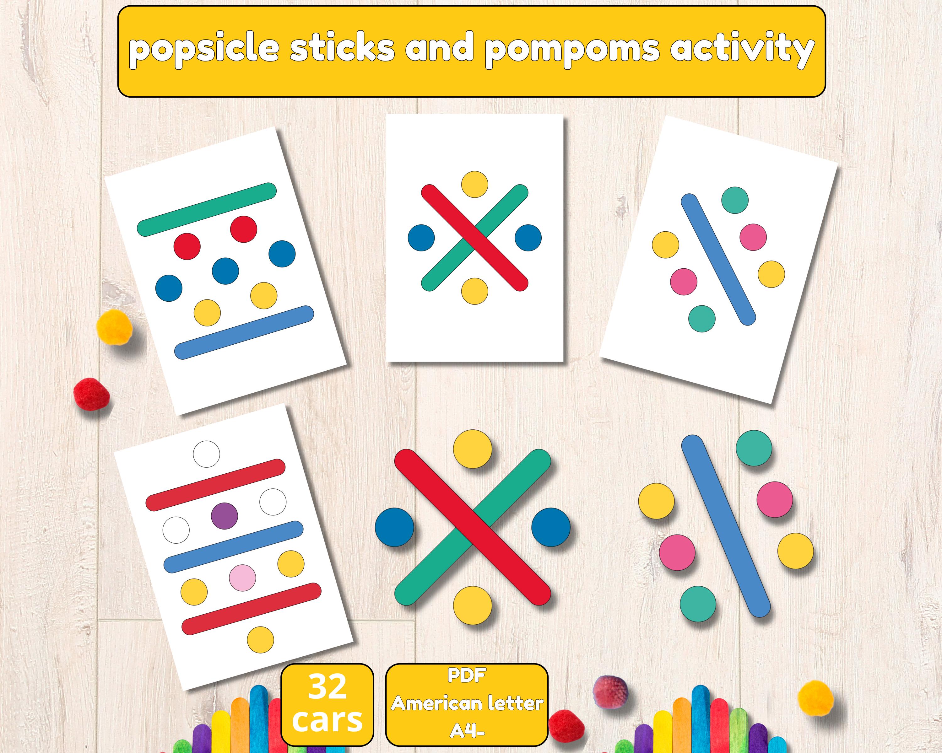 Color Stick and Pom Pom Pattern Cards, Sequencing Activity for ...