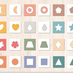 Printable Geometric Shape Matching Cards for Kids, 48 Educational ...