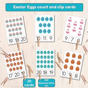 Printable Easter Counting Cards and Clip Activity for Kids, Educational ...