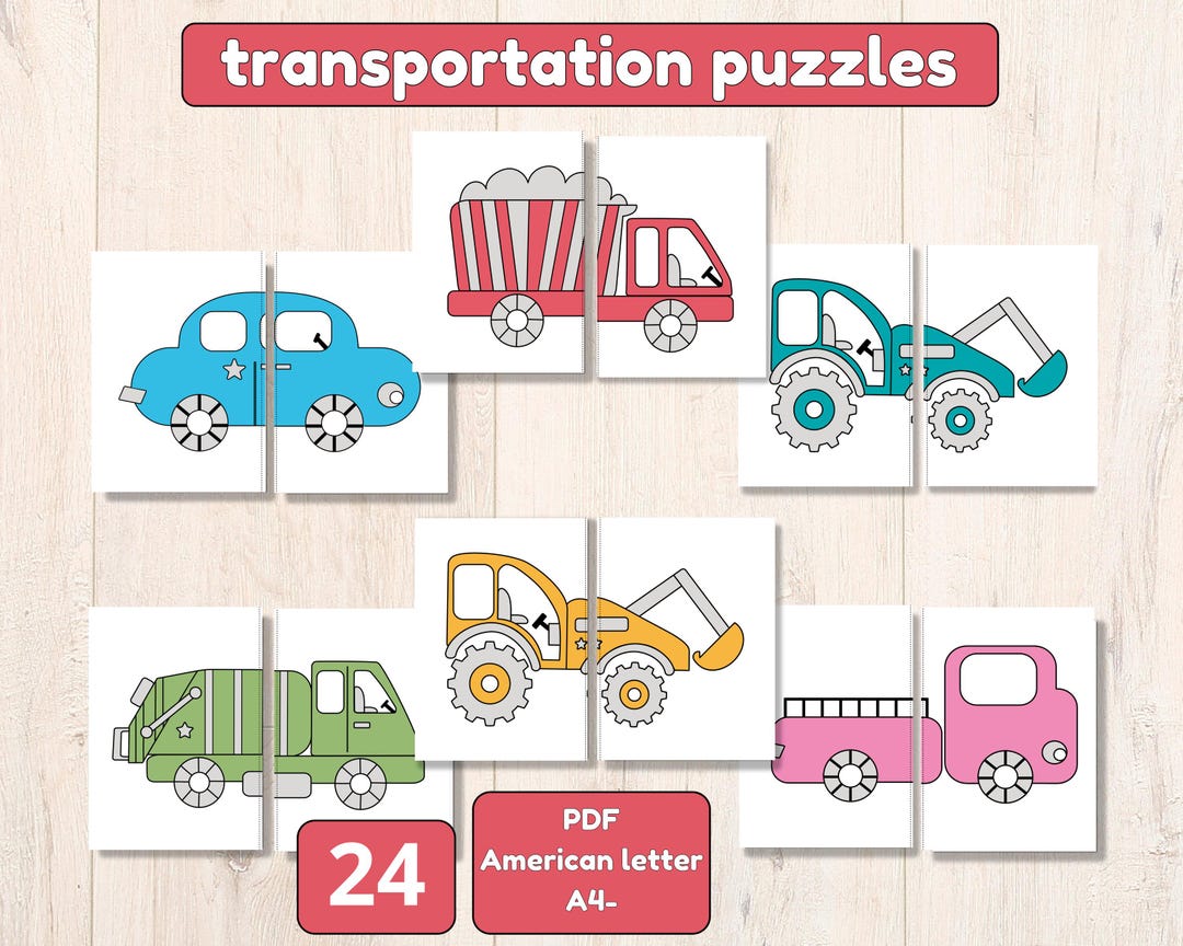 Transportation Matching Game for Kids, Two- Piece Puzzle,preschool and ...