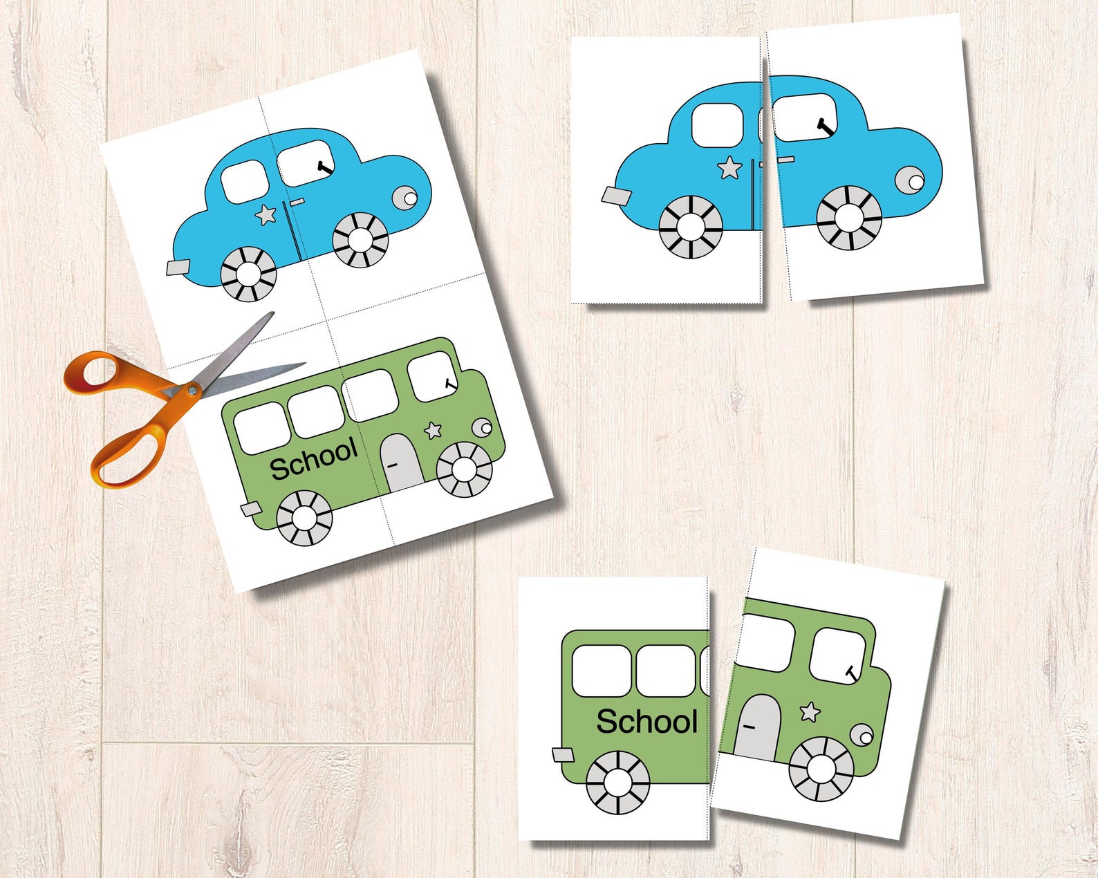 Transportation Matching Game for Kids, Two- Piece Puzzle,preschool and ...