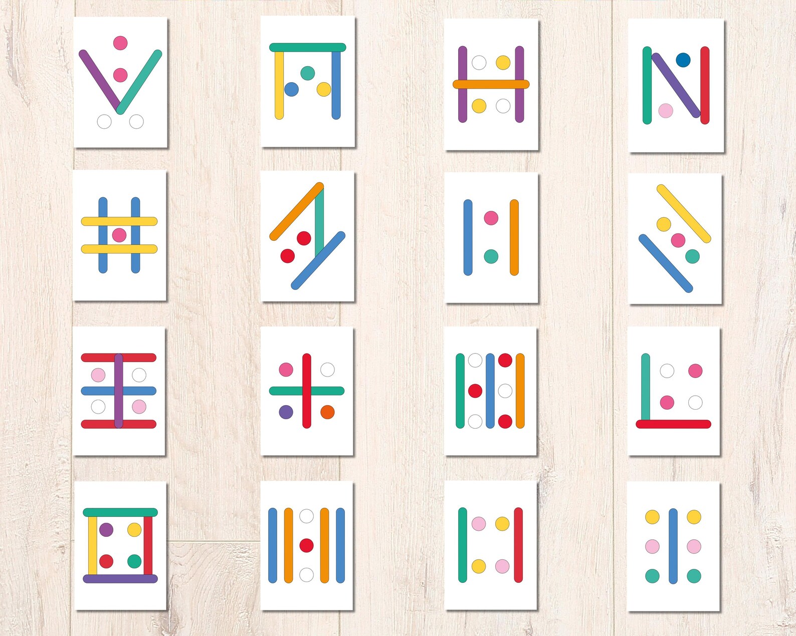 Color Stick and Pom Pom Pattern Cards, Sequencing Activity for ...