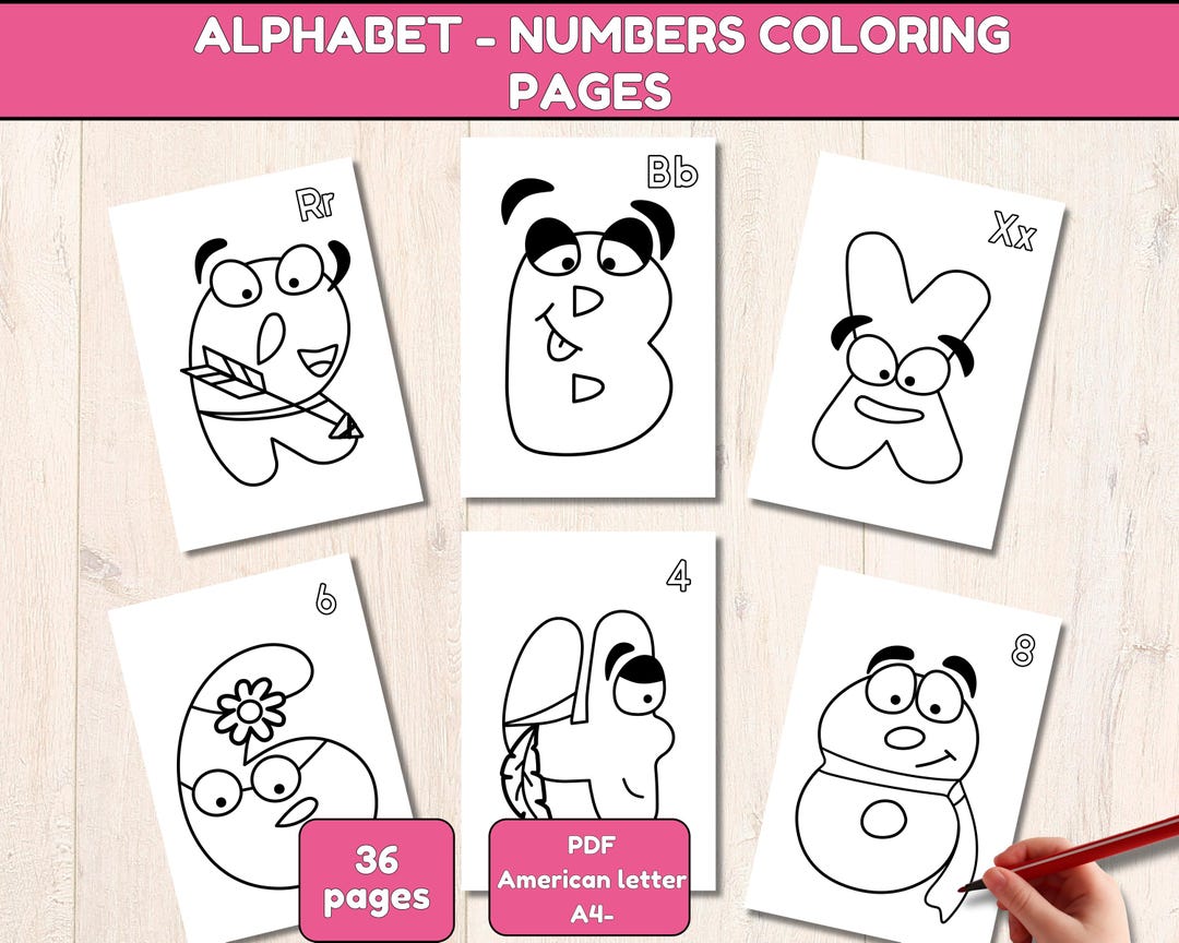 Alphabet and Numbers Coloring Pages to Print for Toddlers, Preschoolers ...