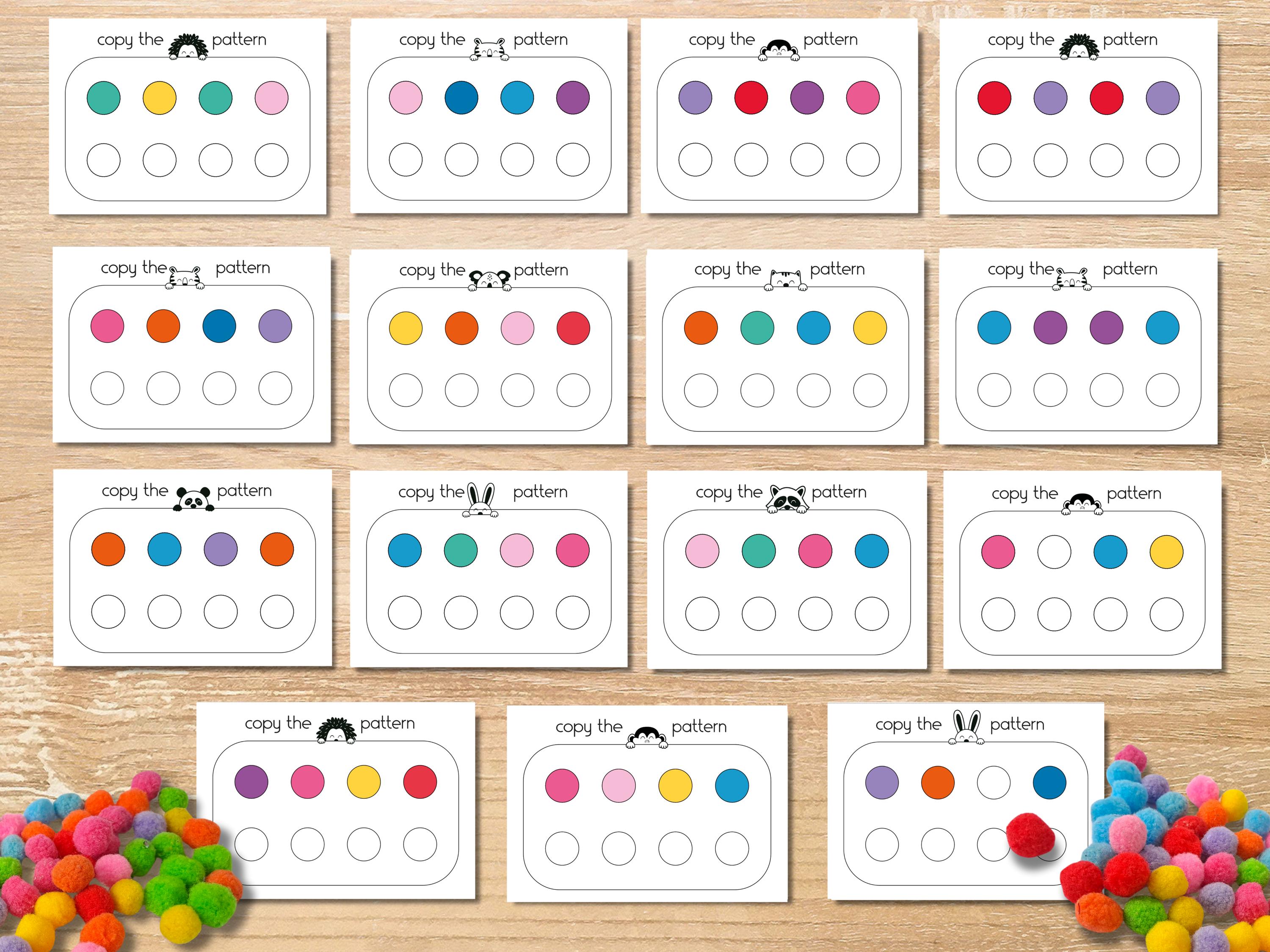 Color Pattern Activity Cards for Preschool, Printable Early Learning ...