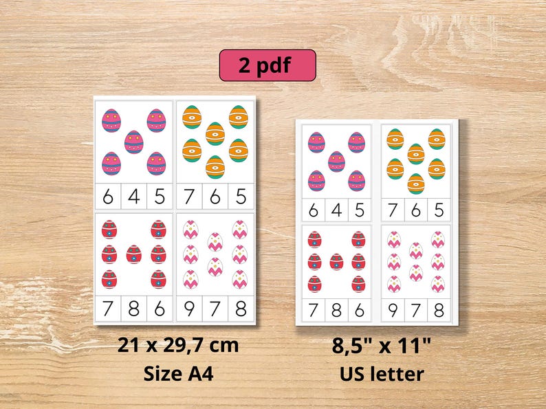 Printable Easter Egg Counting Clip Cards, Shapes Activity (digital ...