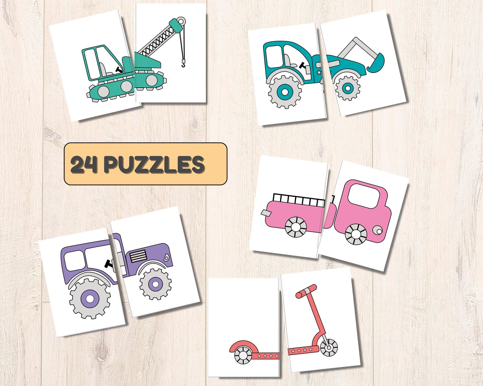 Transportation Matching Game for Kids, Two- Piece Puzzle,preschool and ...