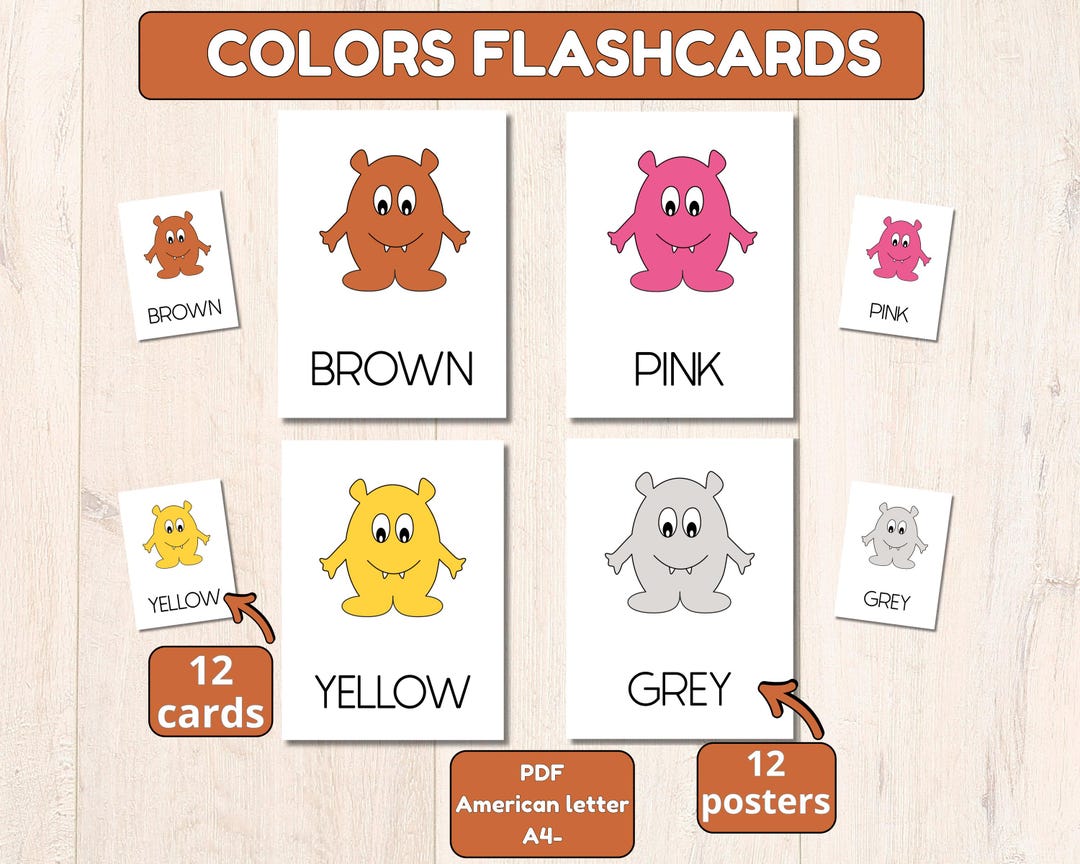Flashcards and Poster Colorful Learning Printable for Toddlers and ...