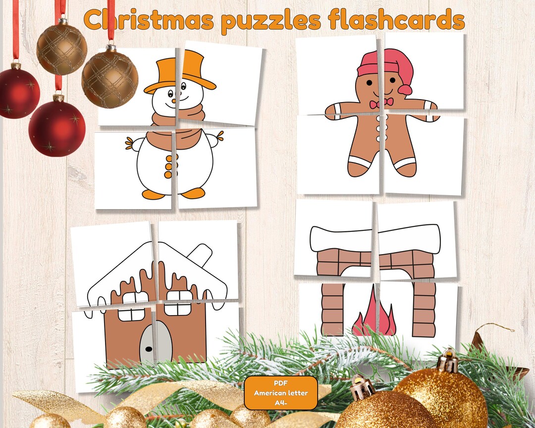 Printable Christmas Puzzle Cards for Kids, 22 Educational Activity ...