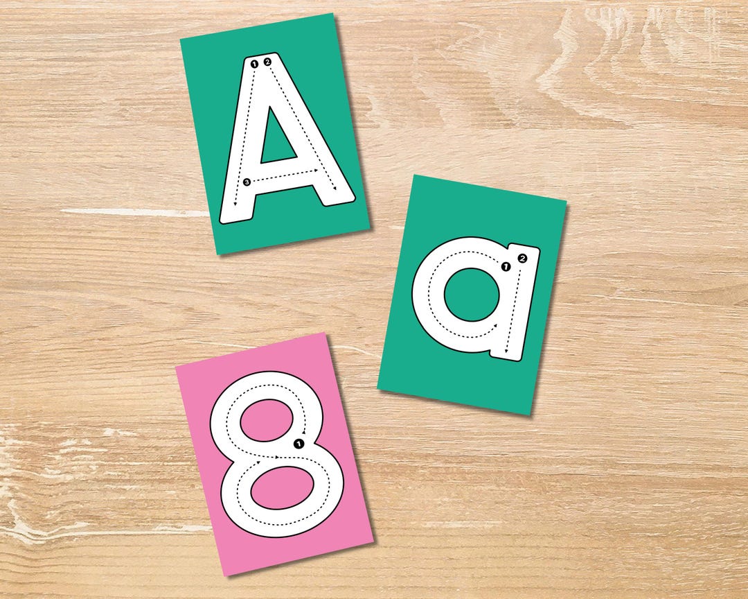 Alphabet Number Tracing Flashcards for Kids, for Classroom and ...
