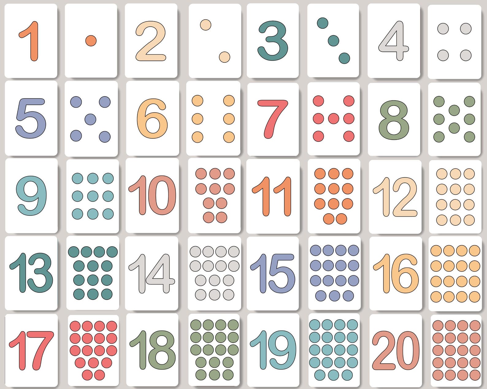 Number Flashcards for Preschool, Printable Numbers for Kindergarten ...