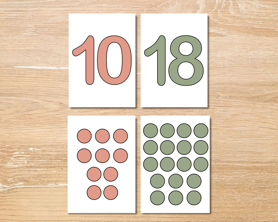 Numbers Flashcards for Preschool, Montessori Counting Cards 1–20 - Etsy