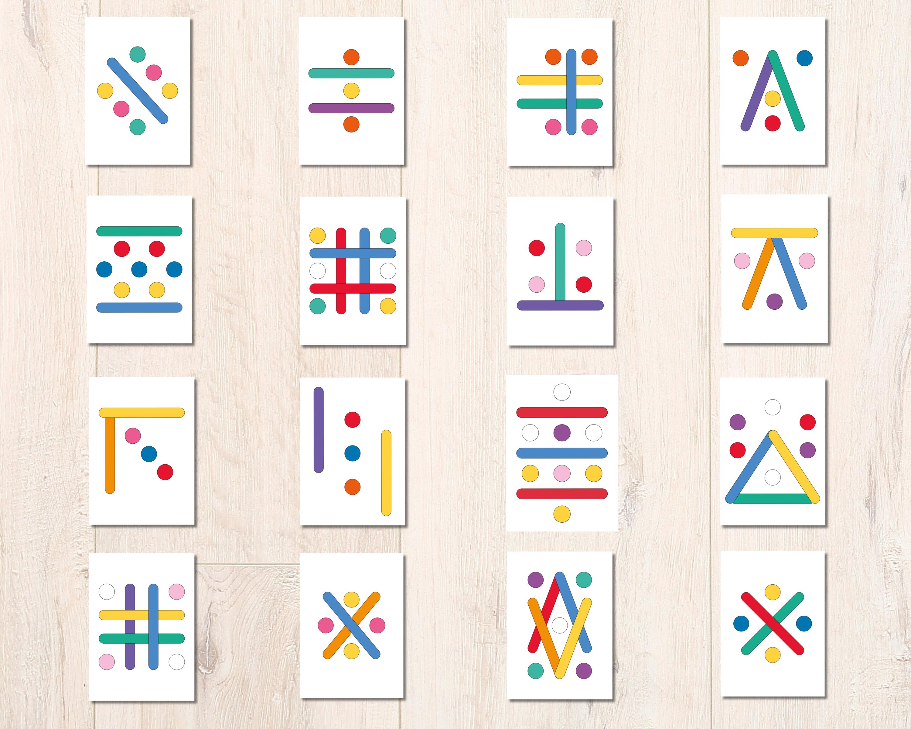 Color Stick and Pom Pom Pattern Cards, Sequencing Activity for ...