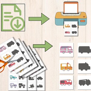 48 Transportation Shadow Matching Cards, Montessori Matching Cards ...