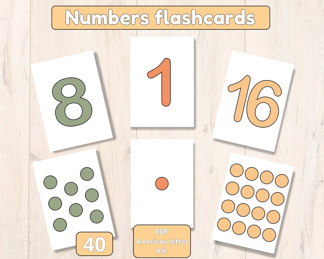 Number Flashcards for Preschool, Printable Numbers for Kindergarten ...