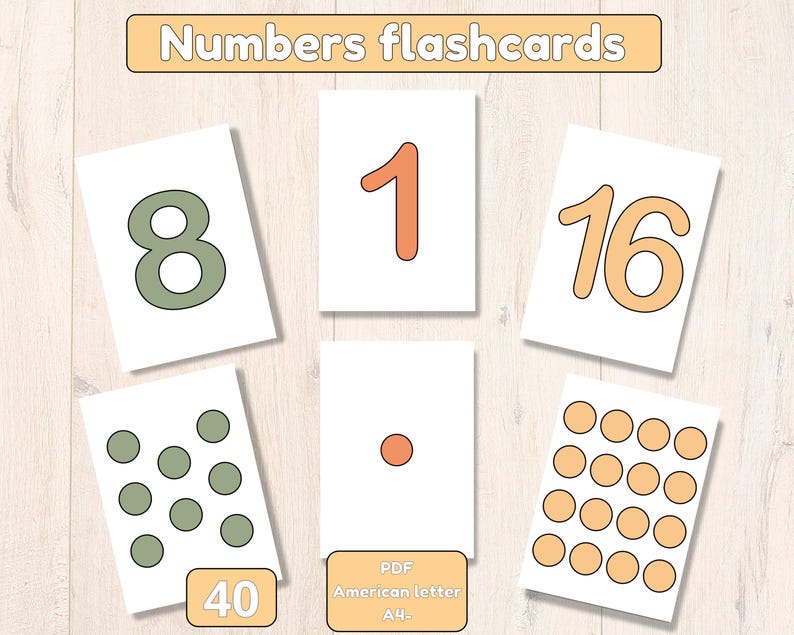 Number Flashcards for Preschool, Printable Numbers for Kindergarten ...