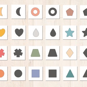 Printable Geometric Shape Shadow Matching Cards for Kids | 48 ...
