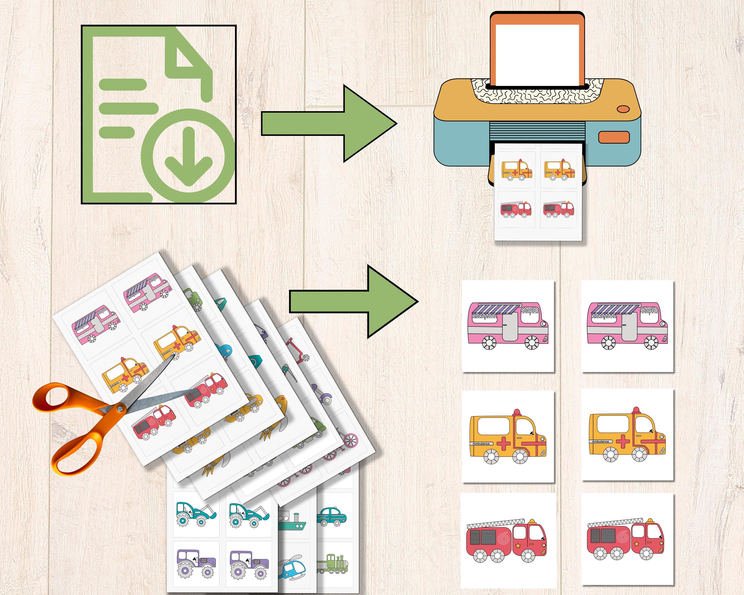 Printable Transportation Memory Game for Kids, Transportation ...
